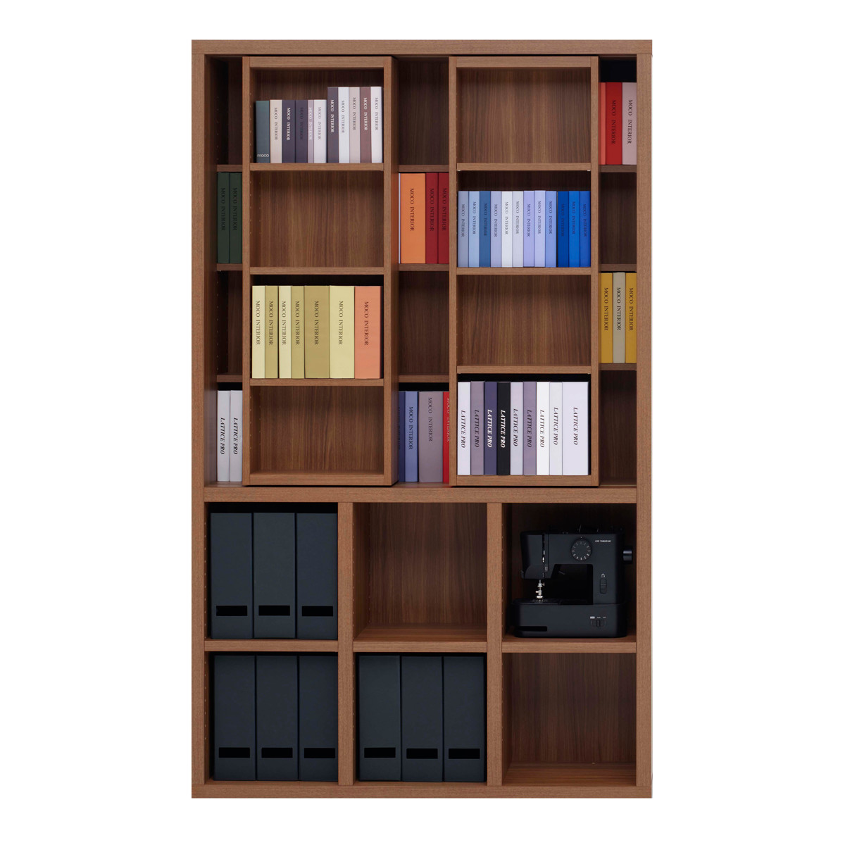 スライド書棚 ハイタイプ 上下回転設置 日本製 約幅110cm （ 本棚 ブックシェルフ ラック 棚 スライド 収納 完成品 書棚 家具 A4 壁面収納 大容量 可動棚 シンプル ...