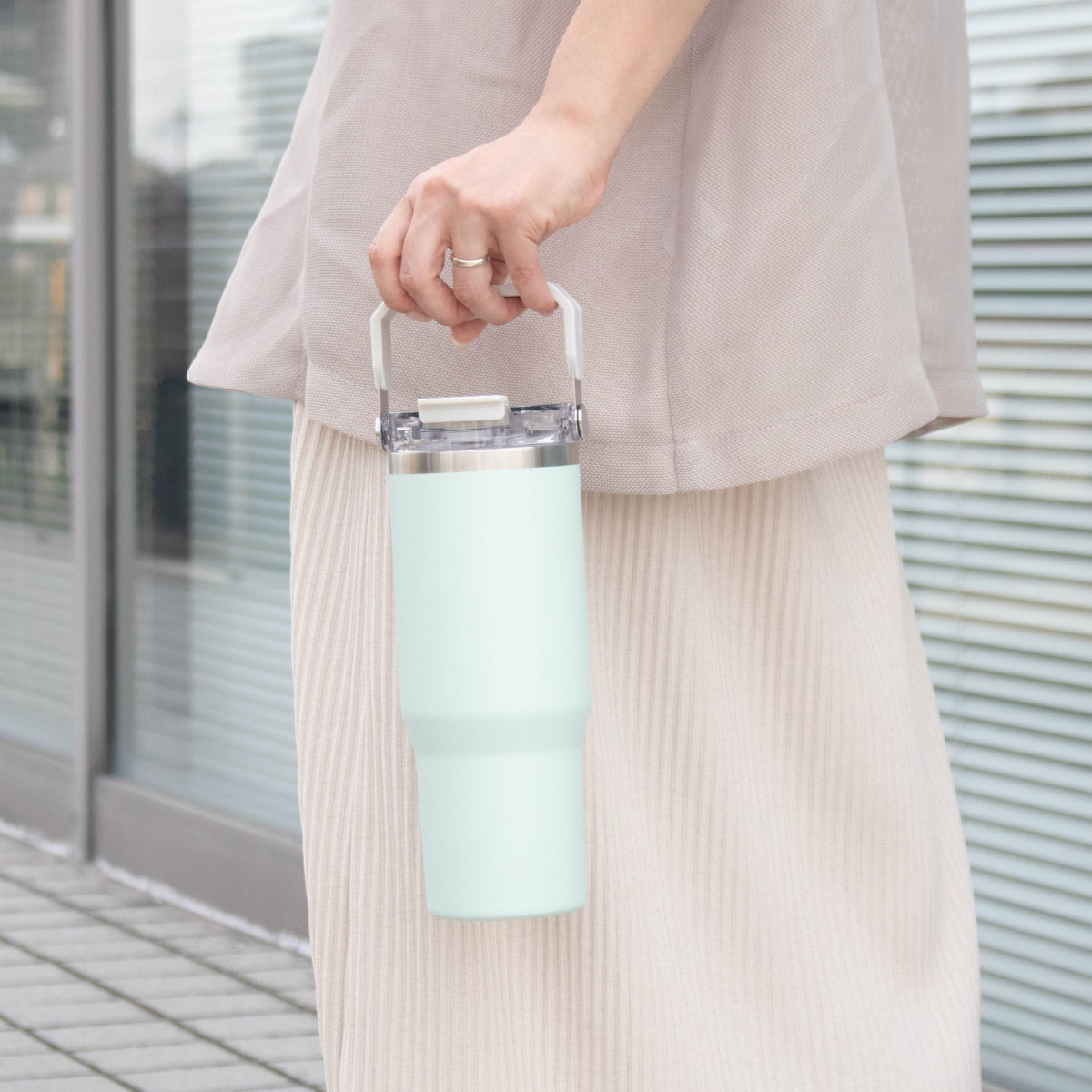 タンブラー 900ml ensemble ストロー付2WAYタンブラー 水筒 （ ストロータンブラー 2way ストロー付き 蓋付き 持ち運び かわいい 真空二重構造 ステンレスボトル ...