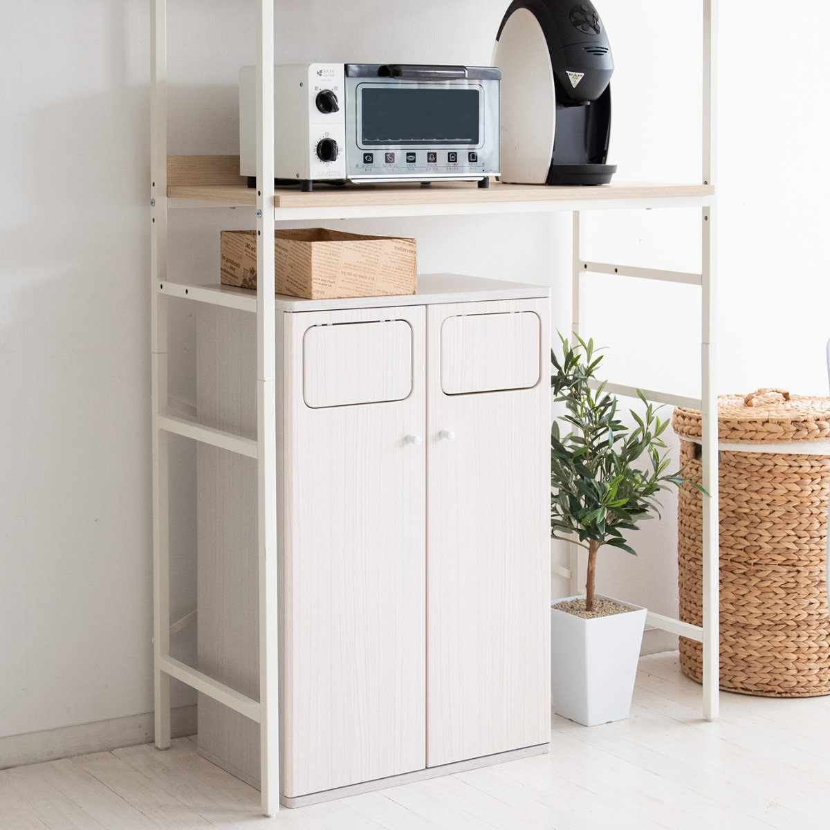 ダブルプッシュダストボックス DB-802R （ ごみ箱 エンプロー ダストボックス ごみばこ プッシュ式 45L×2 分別 45l 45L 2個 90L 90リットル 90l 木目 ワン ...