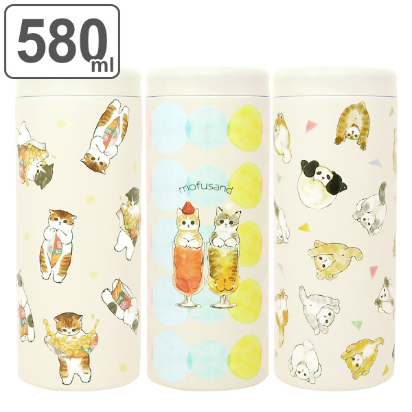 dショッピング |水筒 ペットボトルクーラー 缶クーラー 保冷 3way 580ml ステンレス mofusand ネコ （ 保温 保冷 マグ 直飲み マグボトル ステンレスボトル タンブラー ...