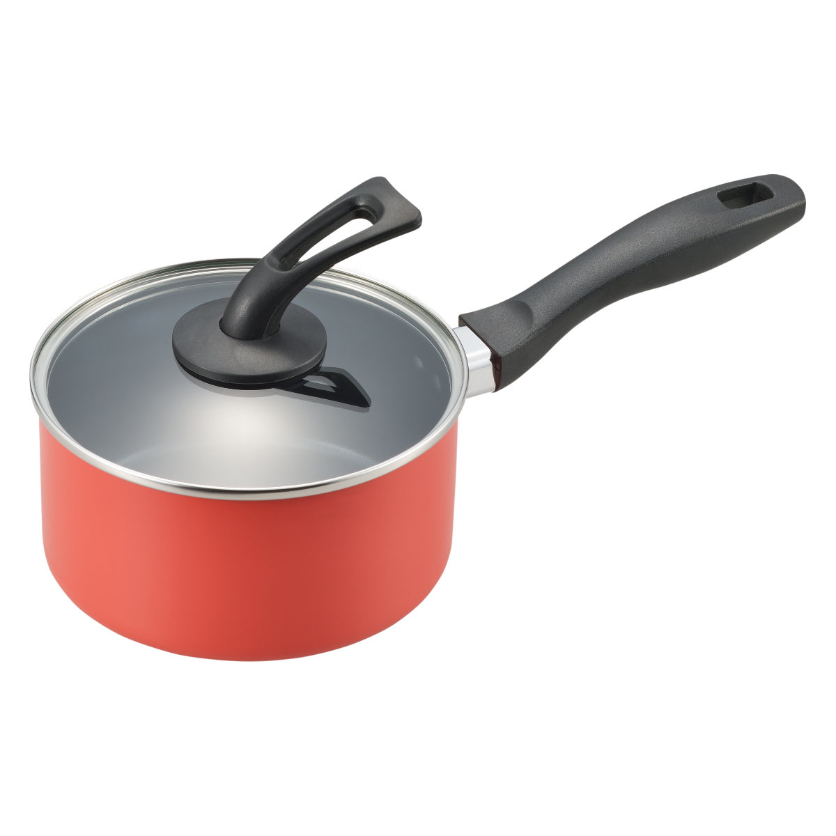 dショッピング |片手鍋 16cm IH対応 エステル フッ素樹脂加工 （ ガス火 IH 対応 片手なべ アルミ製片手鍋 調理鍋 ガラス蓋付き 16センチ 小鍋 軽量 焦げ付きにくい 炒め鍋 ...